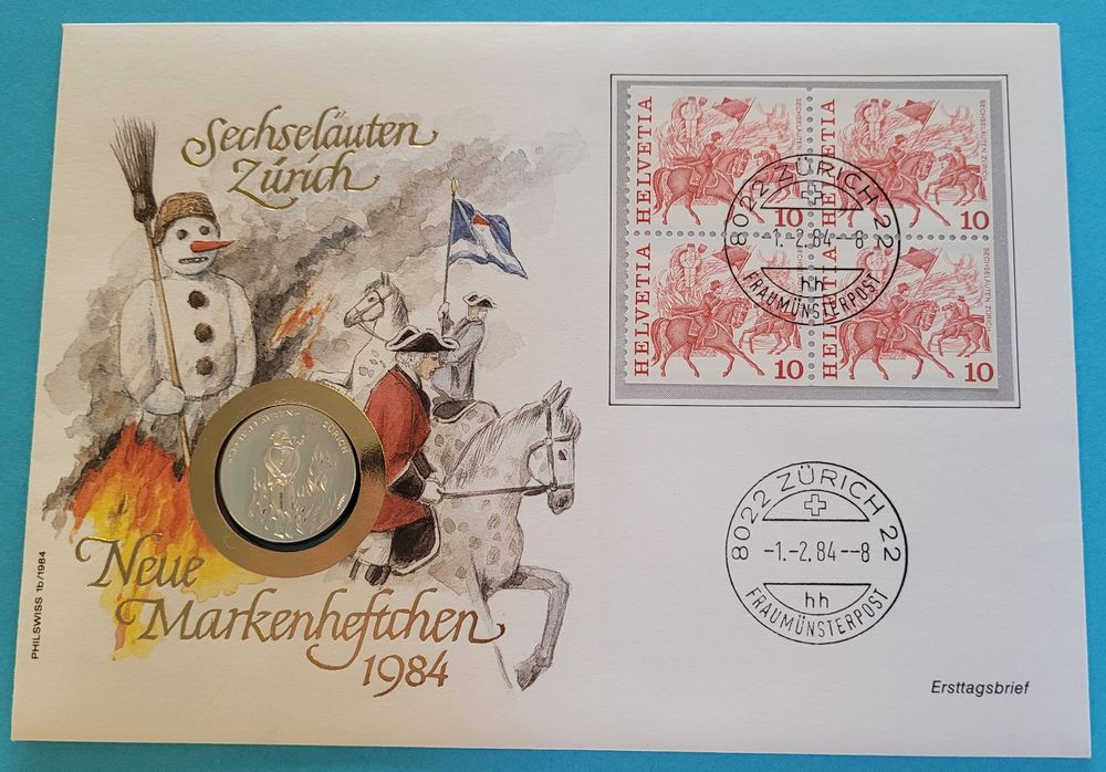 Münzbrief Brauchtum SECHSELÄUTEN ZÜRICH 1984 Silber 999 (Gebraucht) in Oberriet SG für CHF 7 ...