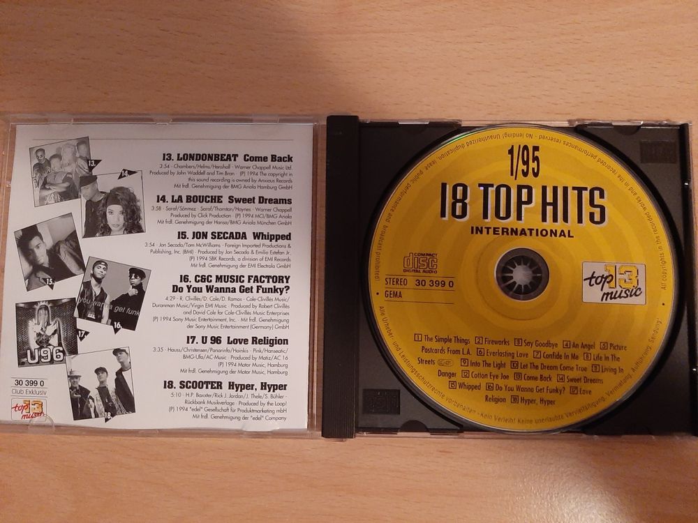 Top 13 Music - 18 Top Hits International - CD 1/95 👍🎵🎶📀 (Gebraucht) in ...