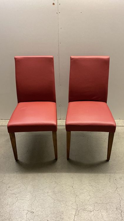 Stuhl Leder rot mit Holz Eiche 4-Fuss @4012 (Gebraucht) in Nebikon für ...