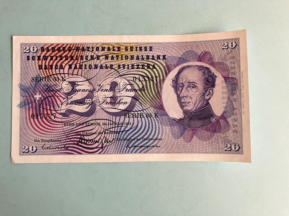 20 Franken Banknote 1972 ** (Gebraucht) in untervaz für CHF 12 – mit Lieferung auf Ricardo kaufen