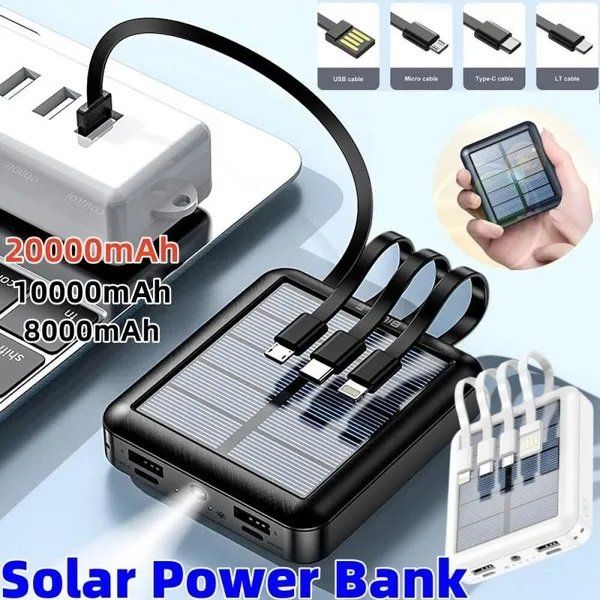 Mini-Solar PowerBank 10000 mAh LCD LED, weiss (4 in 1) (Neu und ...