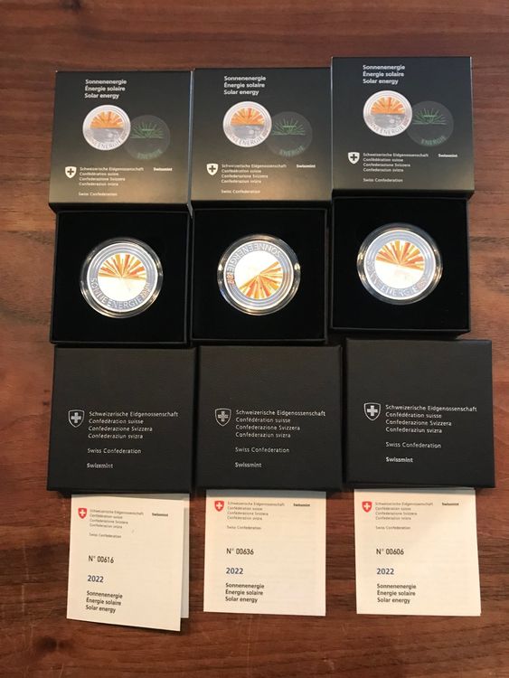 Sondermünze "Sonnenenergie" in Farbe. Silber. (Neu und originalverpackt) in Emmenbrücke für CHF ...