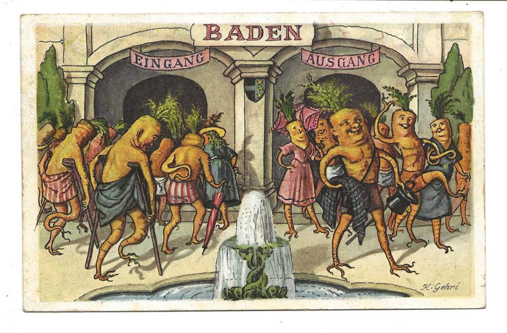 Rüeblikarte (AG) Baden - K. Gehri - Kur: krank > gesund 1921 (Gebraucht) in Engelburg für CHF ...