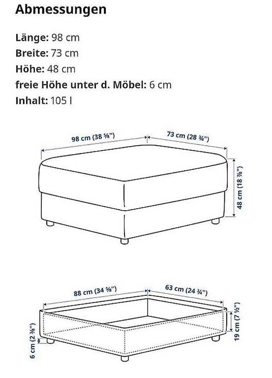 Hocker mit Stauraum Vimle Ikea Lejde grau/schwarz (Gebraucht) in Horw ...