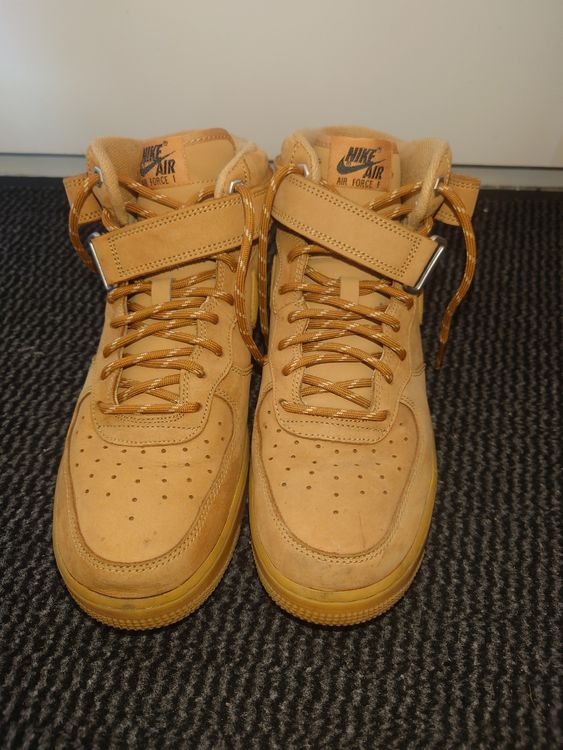 Nike Air Force One Sneaker high AF1 khaki brown strap klett (Neu ...