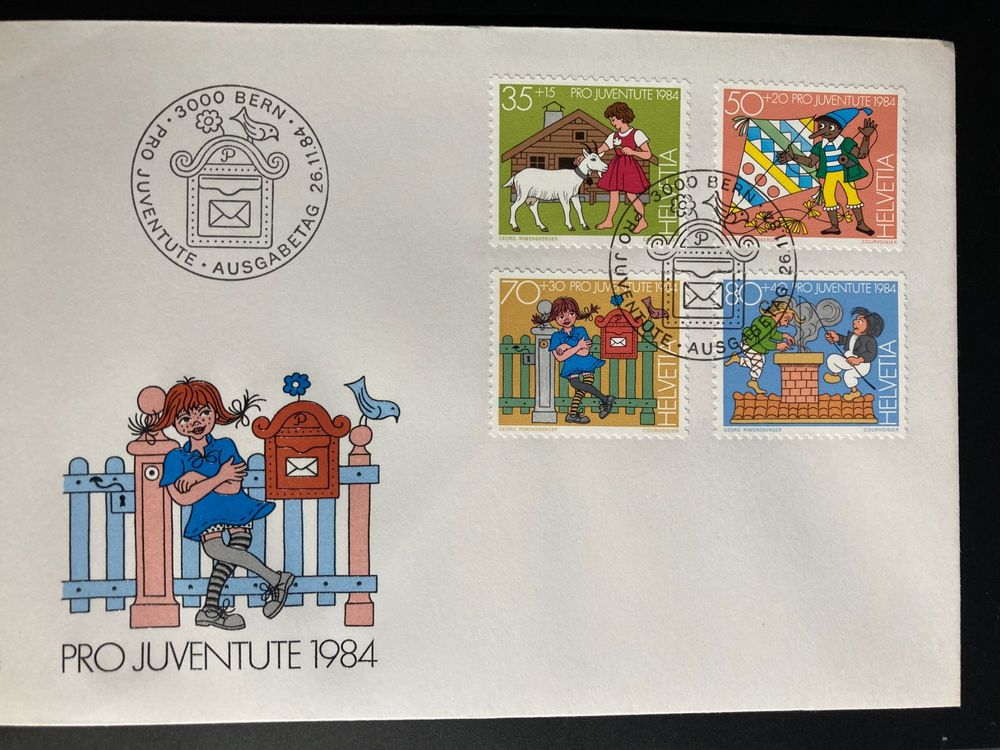 CH 1984 FDC Satz PJ Kinderbücher Ersttagsstempel Bern (Gebraucht) in Liestal für CHF 2 – mit ...