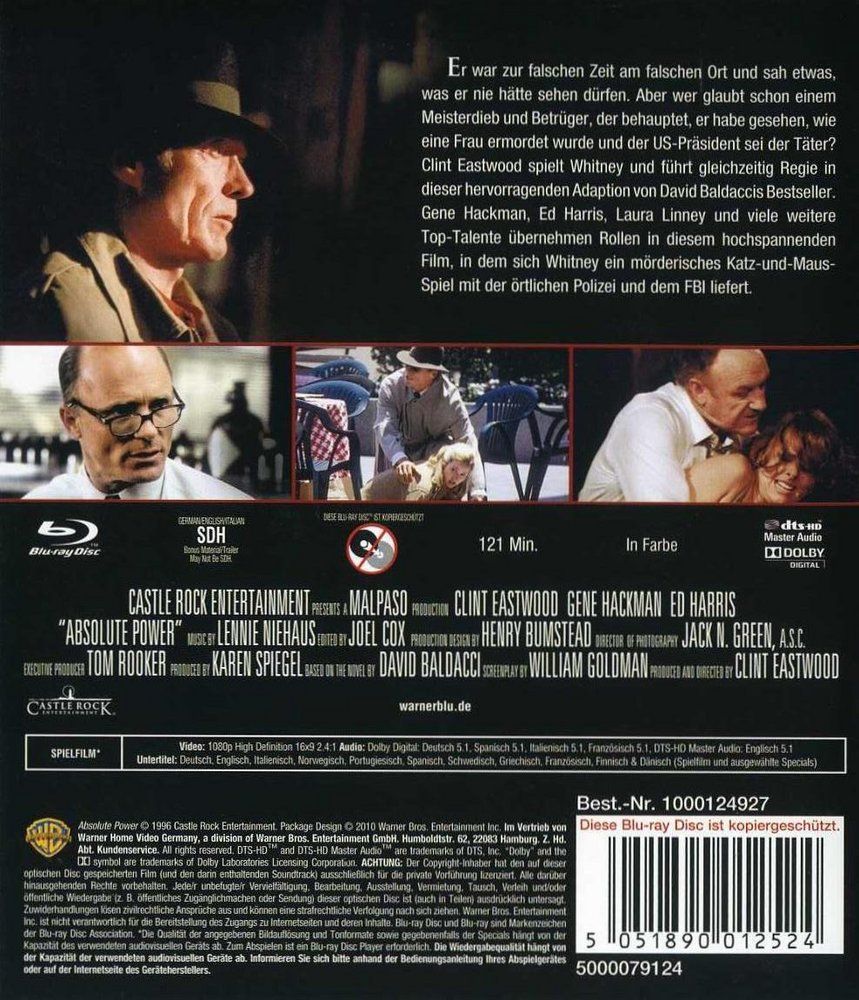Absolute Power (1997) Clint Eastwood/Gene Hackman/Ed Harris (Gebraucht ...