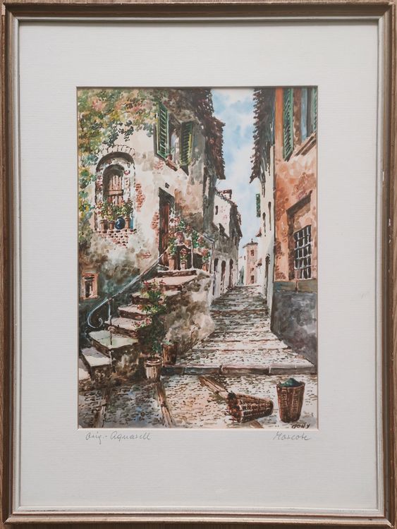 Holly «Morcote, alte Gasse» Aquarelle signiert | Kaufen auf Ricardo