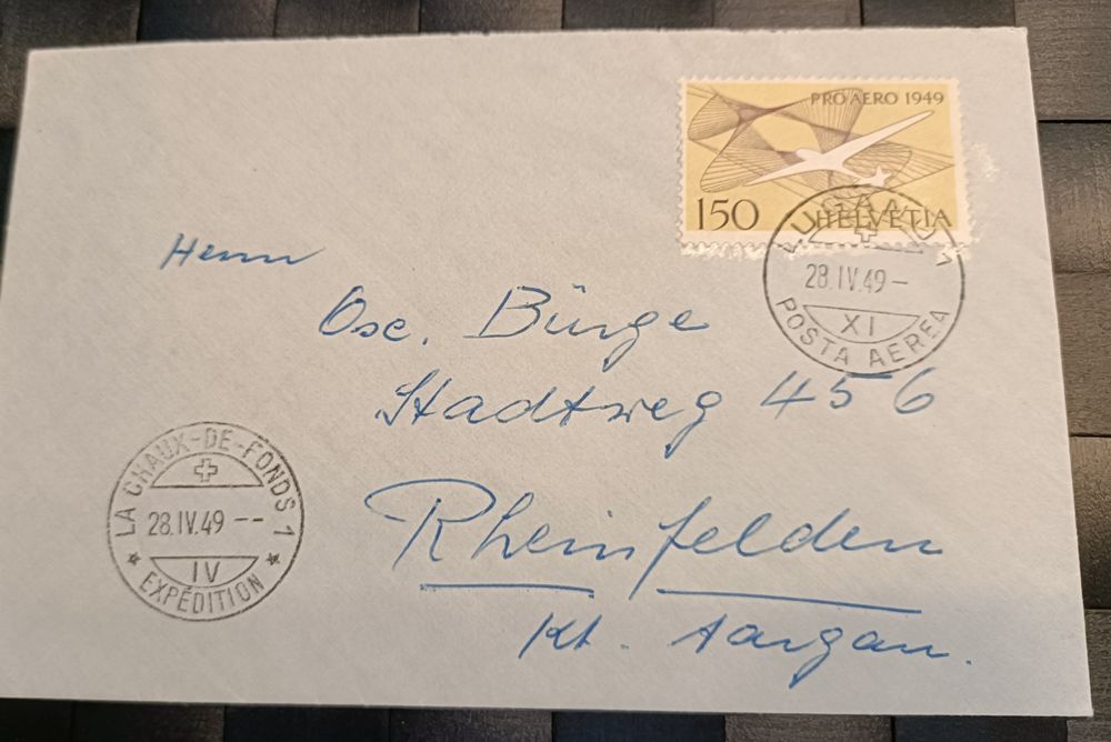 Pro Aero 1949 Briefmarke Schweiz Flugpost 150 (TWINT) (Gebraucht) in Dornach für CHF 4 – mit ...
