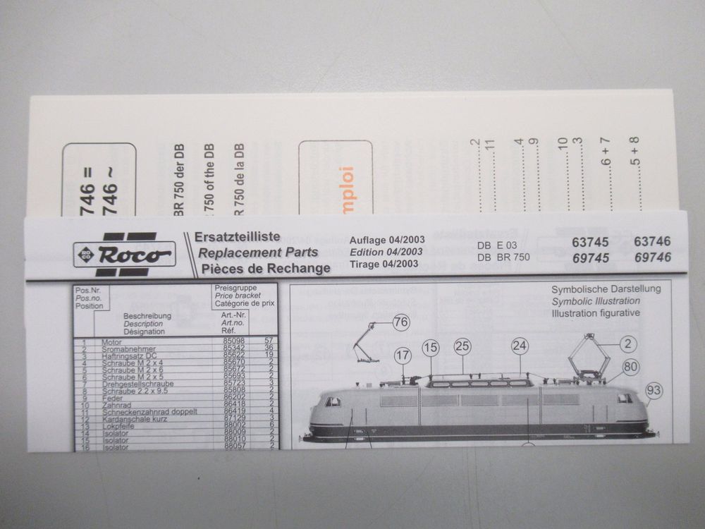 Roco 63745 DB BR E 03 DC Analog H0 (Gebraucht) in Basel für CHF 90 ...