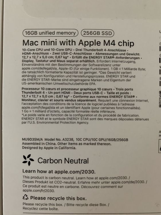 Apple Mac Mini M4 256GB, 16GB + Ugreen USB-C Dockingstation (Gebraucht ...