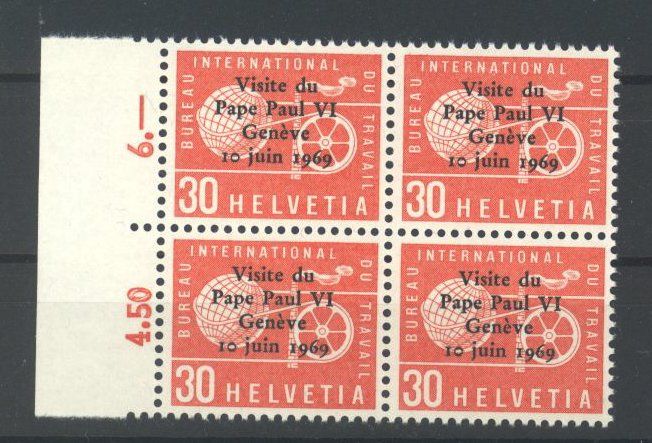 BIT (D IV), Besuch des Papst Paul VI in Genf, Viererblock ** (Gebraucht ...