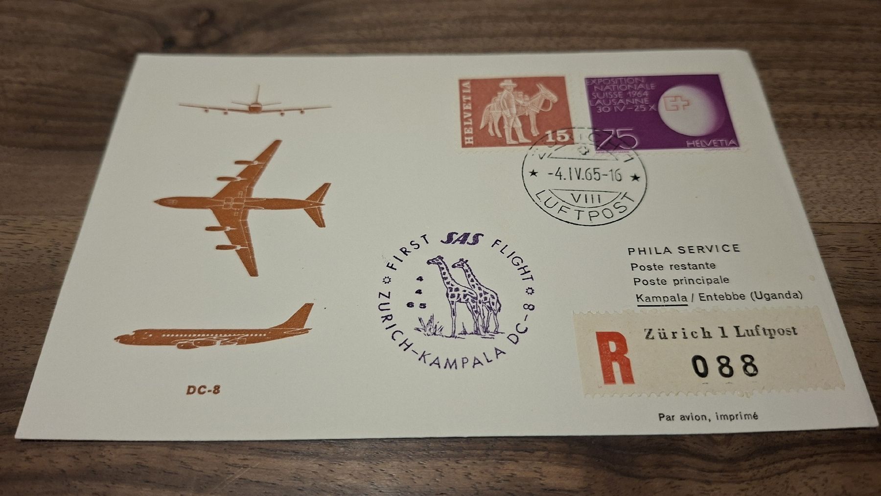 First SAS Flight Zürich - Kampala DC - 8 04.06.1965 (Gebraucht) in ...