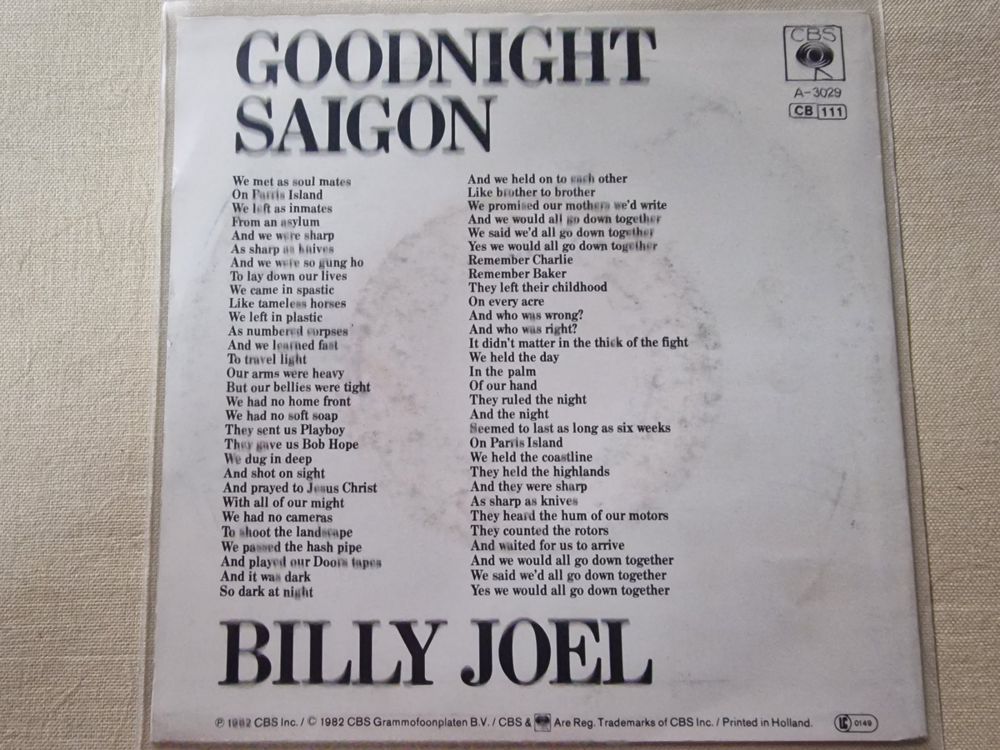 Billy Joel Single – Goodnight Saigon (Gebraucht) in Root für CHF 4 ...