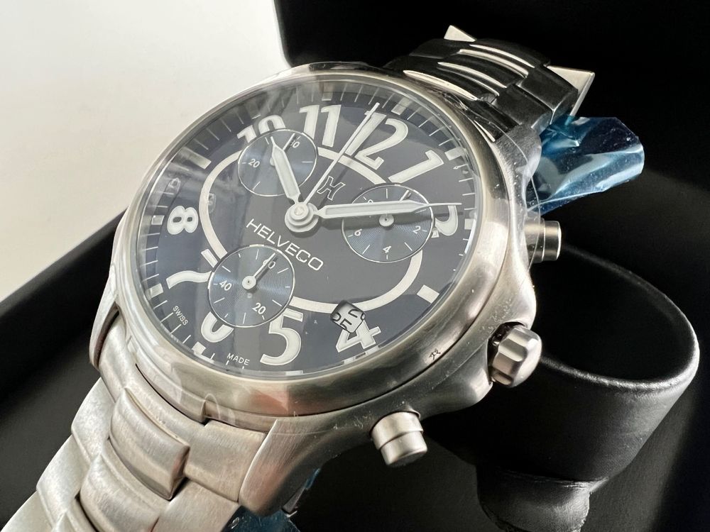 HELVECO Quartz Chronograph Date (ETA), 40mm, Blue dial (Neu und ...