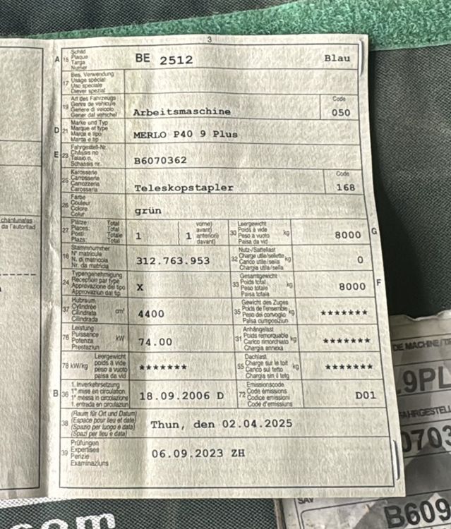 Merlo Lader Pneulader Stapler Bagger (Gebraucht) in Niederbipp für CHF ...