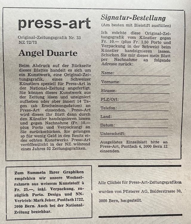 Angel Duarte (1930-2007) Serigraphie, Handsigniert | Kaufen auf Ricardo