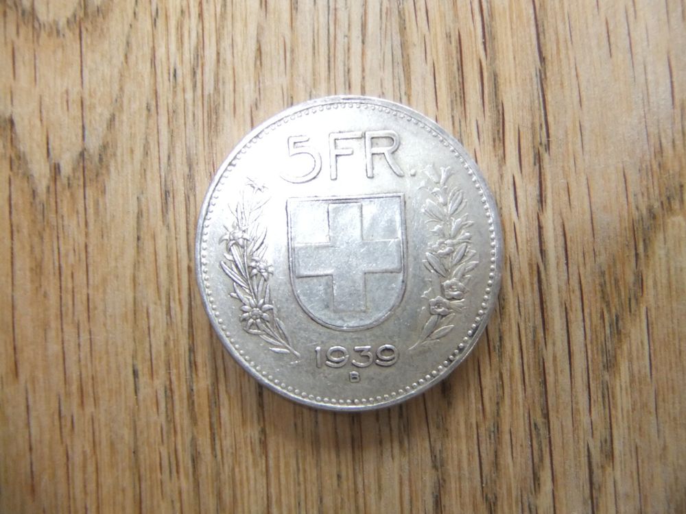 5 Franken Silber Münze Schweiz 1939 (Gebraucht) in St. Niklaus VS für CHF 11 – mit Lieferung auf ...