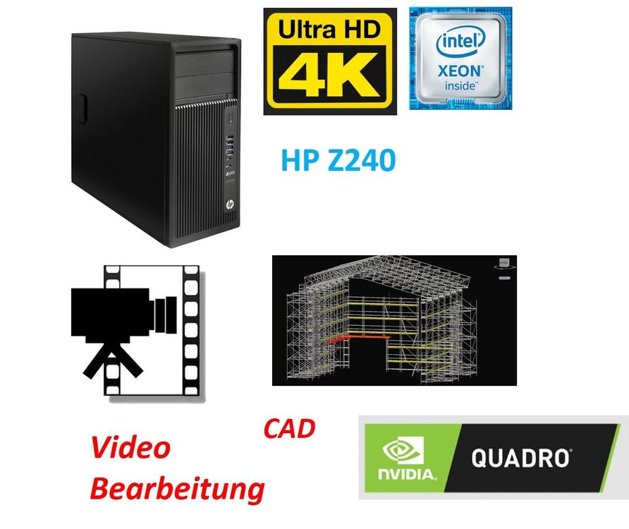 PC HP CAD Video Workstation Z240 64GB 512GB NVME SSD WLAN (Gebraucht ...