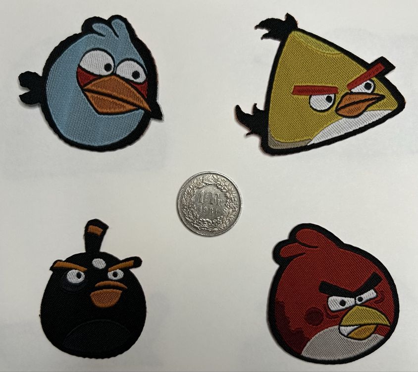 4er Set Angry Birds Aufnäher Badges Stick Patches Bügelbild (Neu und ...