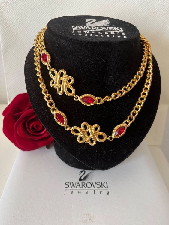 Swarovski Vintage Kette 18k vergoldet neu ,Original & Box (Neu (gemäss ...