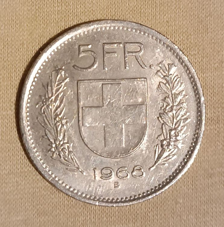 Pièce rare 5fr Suisse 1968 (Gebraucht) in Cornaux NE für CHF 6 – mit ...