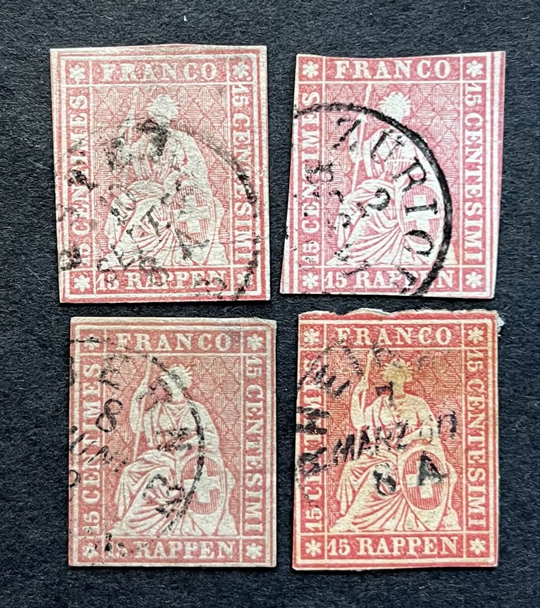 4x Strubel 24G Oblitérés Cat. 300.- CHF (D'occasion) à Sottens pour CHF ...