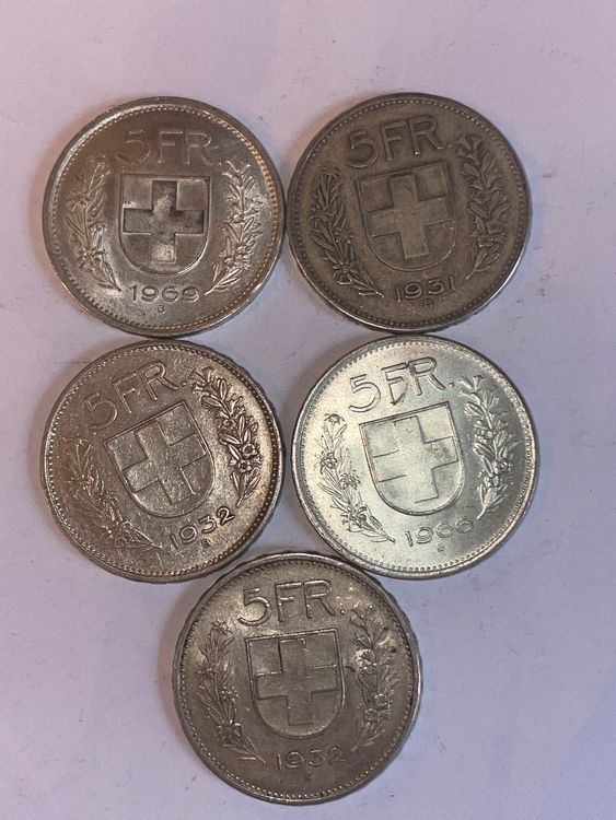 5stk. 5.- silber div. jahrg. (38) (Gebraucht) in Bonstetten für CHF 43 – mit Lieferung auf ...