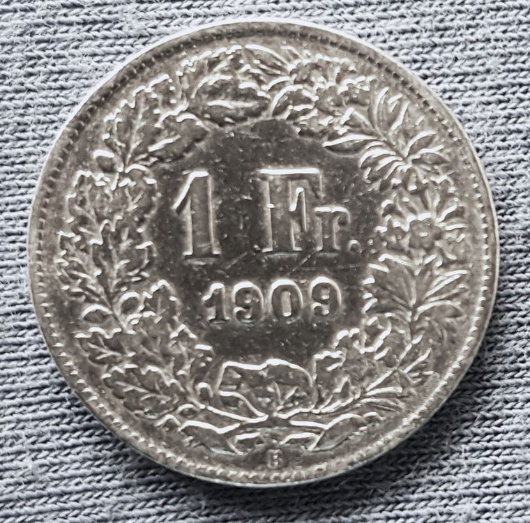 1 Franken 1909 uralte sehr rare Silbermünze ab nur 1 Fr !!! | Kaufen auf Ricardo