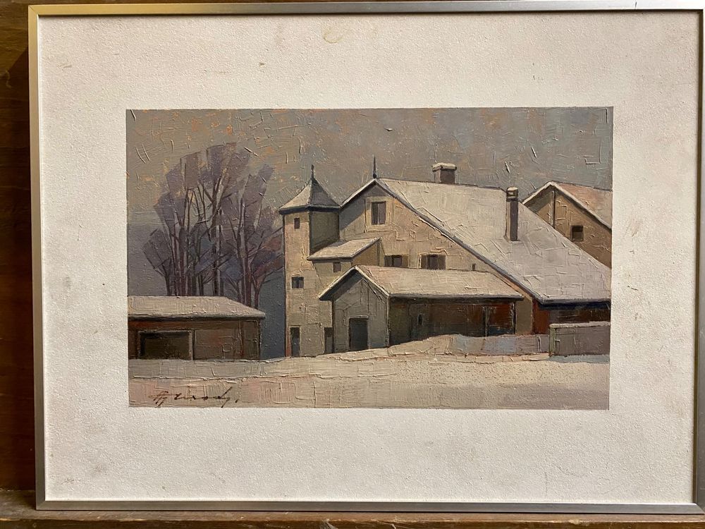 Avusy, canton de Genève en hiver signé À.Girod daté 1983 | Acheter sur ...