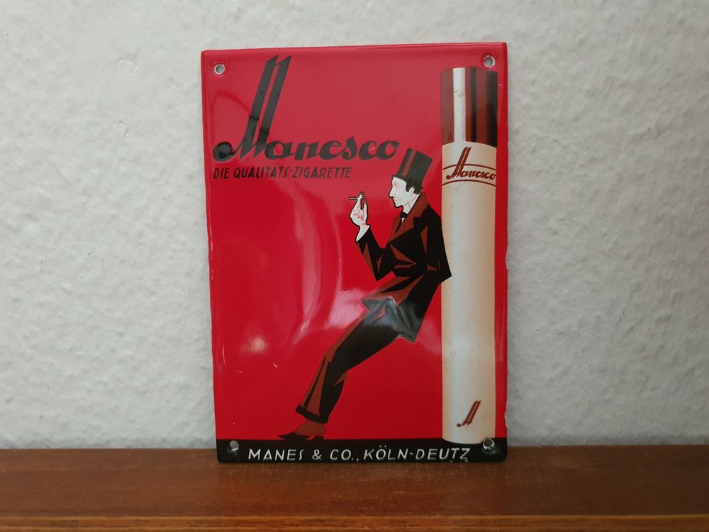 Emailschild Manesco Zigaretten Emaille Schild Reklame Retro (Neu ...