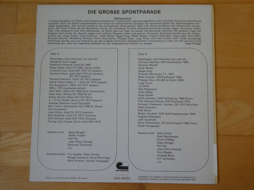 Tondokument: die alten, goldenen Tage im Schweizersport (Gebraucht) in ...