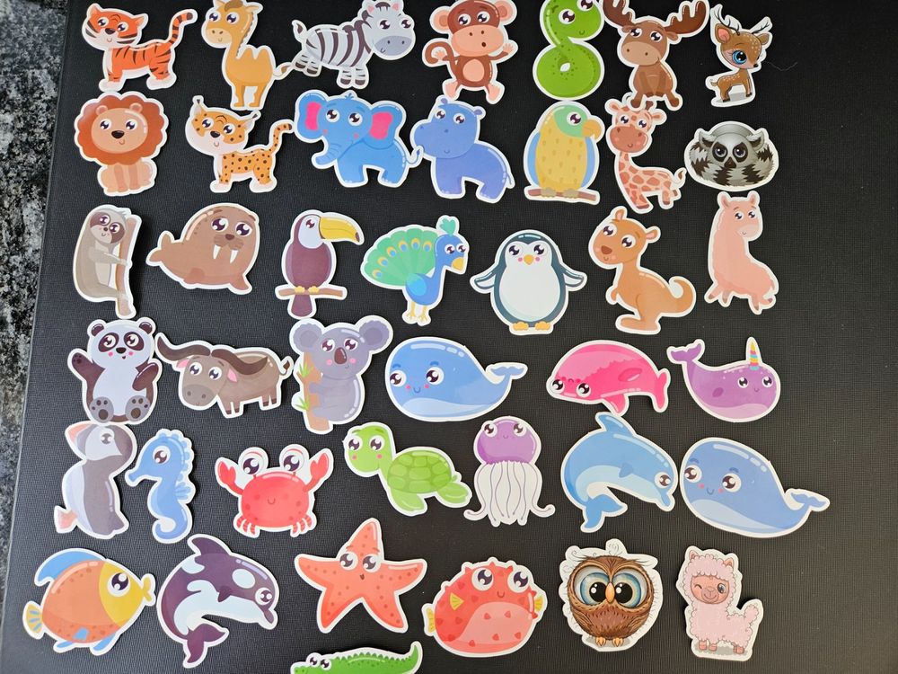 40 Sticker Aufkleber Etiketten Süsse Tiere Kinder Basteln (Neu und ...