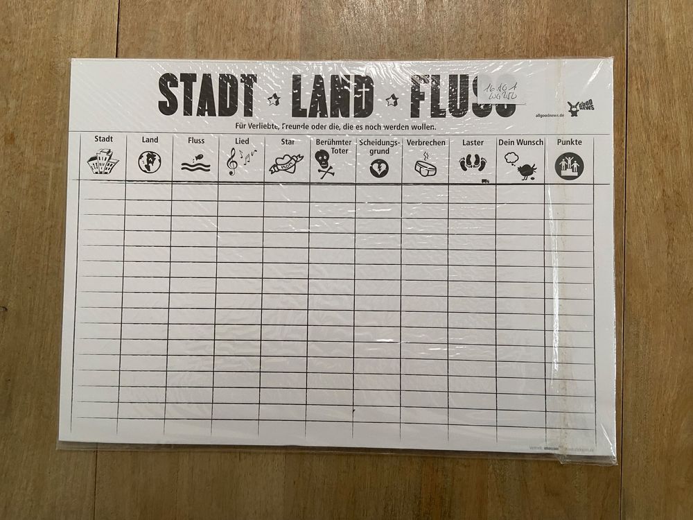 30 Papier Tischsets Stadt Land Fluss für Verliebte / Freunde (Neu ...