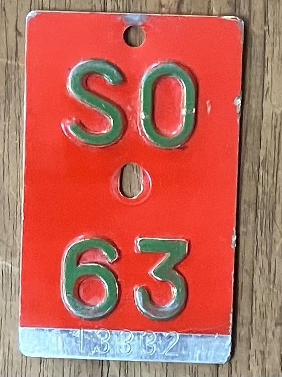 SO 63 - VELONUMMER - FAHRRADSCHILD - PLAQUE DE VELO - SO 63 (Gebraucht ...