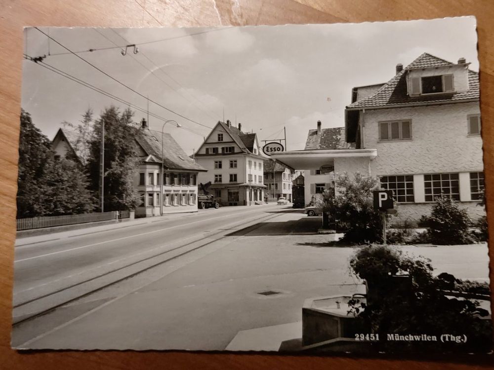 Ansichtskarte Münchwilen TG s/w Tankstelle (Gebraucht) in ...