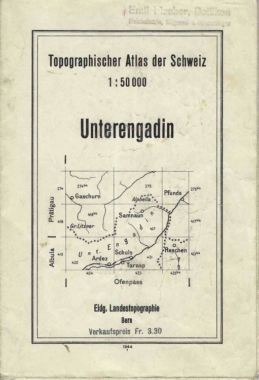 Karte Unterengadin 1944 (Gebraucht) in St-Légier-Chiésaz für CHF 12 ...