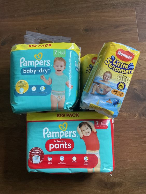 Windelpaket: Pampers Gr.7 Huggies Schwimmwindeln Gr. 5/6 (Neu und ...