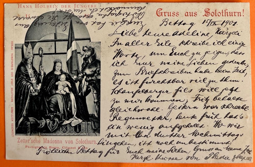 GRUSS AUS SOLOTHURN - Litho Madonna von Solothurn 1901 | Kaufen auf Ricardo