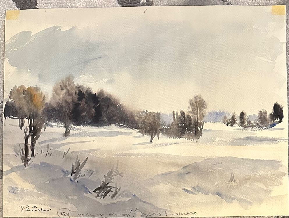 Winterlandschaft Aquarell Unl Sig | Kaufen auf Ricardo