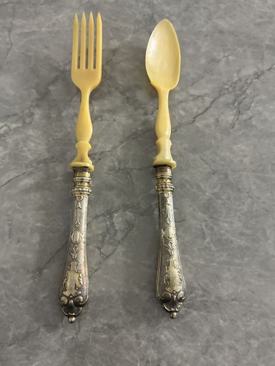 Antikes Silberbesteck, Gabel und Löffel, ca. 1900er Jahre | Kaufen auf ...