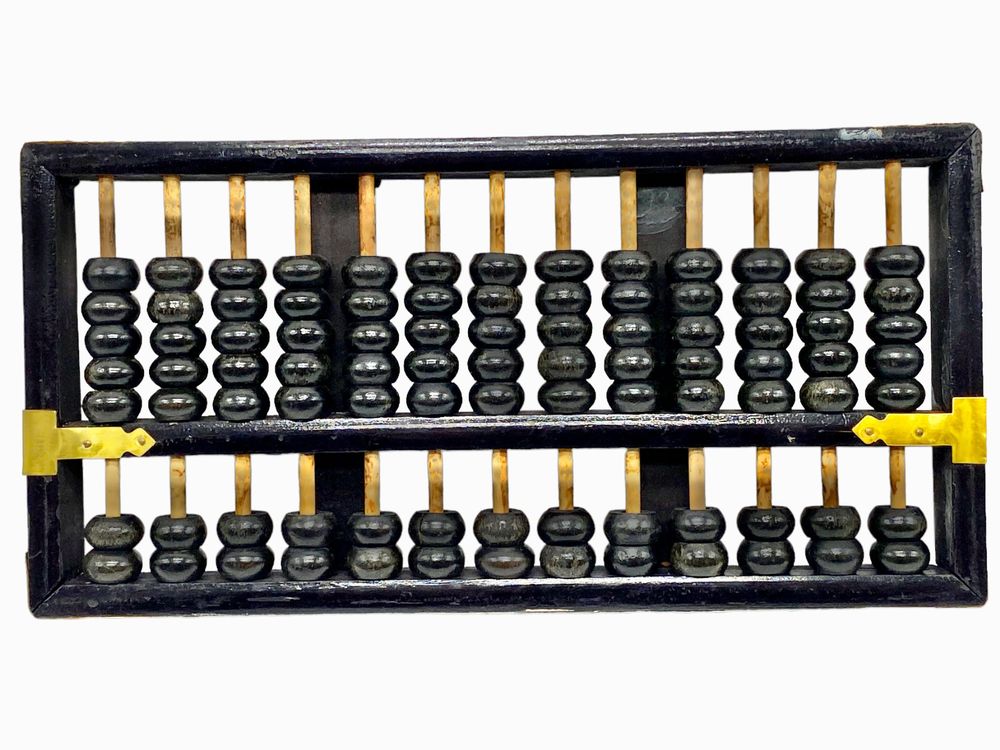 Ancien Boulier chinois Suanpan LOTUS FLOWER bois et cuivre (Gebraucht ...