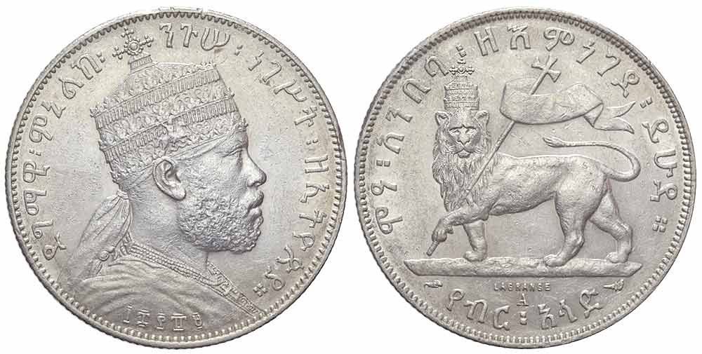 b- Äthiopien, 1/2 Birr EE 1889 (1896) (Gebraucht) in Chiasso für CHF 199 – mit Lieferung auf ...