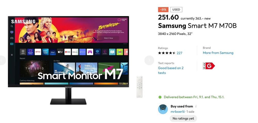 Samsung Smart Monitor M7 32” 4K – Excellent condition, picku (Gebraucht ...