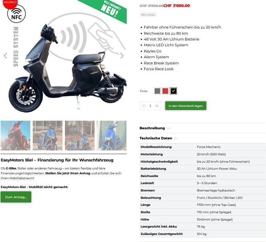 E Roller Forza Mechanik nur 49km!!!! Elektroroller E scooter (Neu ...