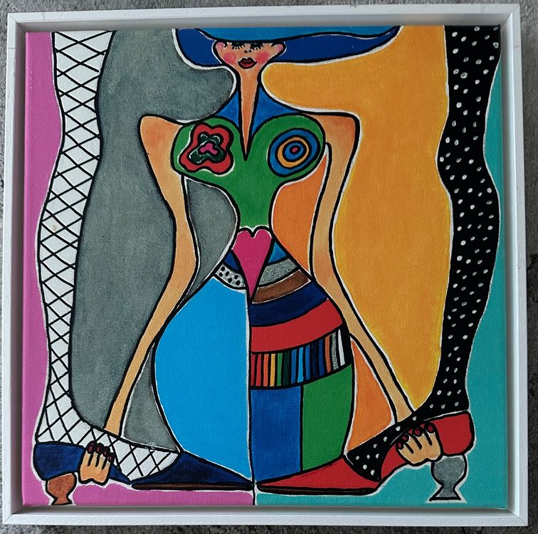 Naive Abstrakte Gemälde von eine Dame | Kaufen auf Ricardo