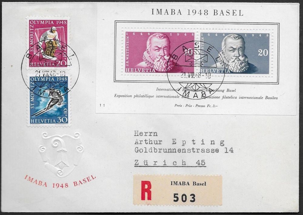 1948 R/FDC illust. IMABA BS Block W31 ET-o Zusatzfr. ab 1.- | Kaufen auf Ricardo