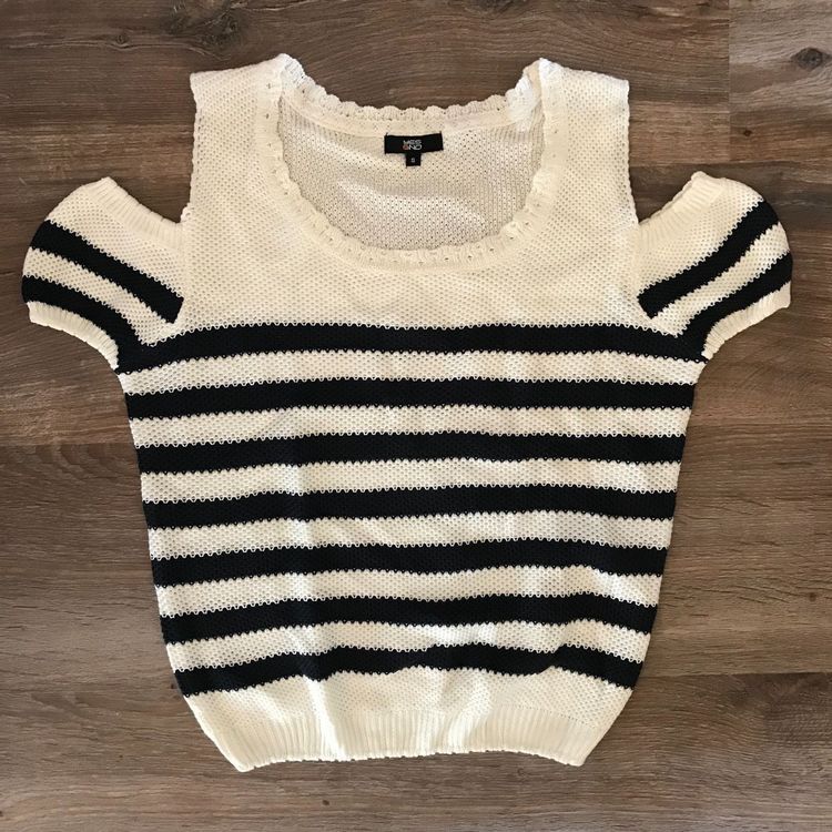 Marinière pull en crochet, à rayures & épaules ouvertes S (Gebraucht ...