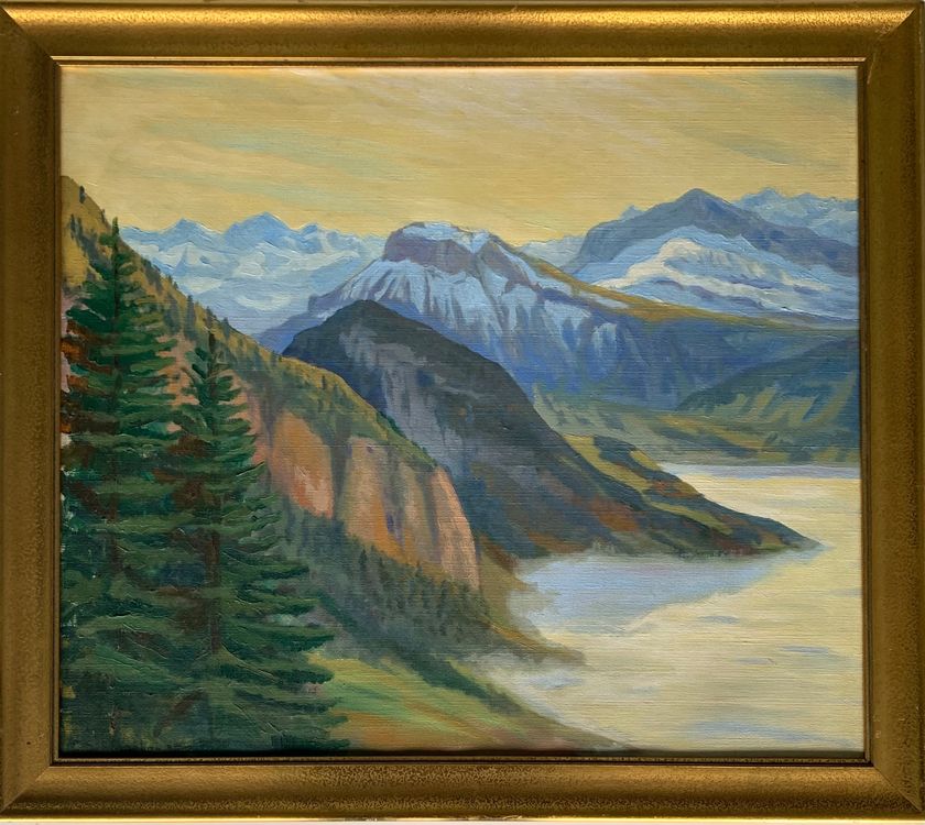 Berglandschaft Gemälde unleserlich Signiert | Kaufen auf Ricardo