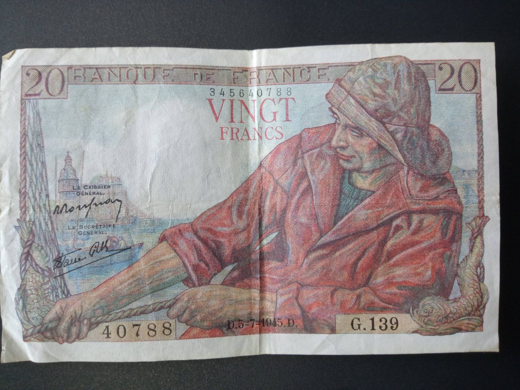 Frankreich, 20 Französischer Francs Note, 1945, Top Zustand! (Gebraucht ...